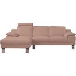 Egoitaliano Ecksofa &raquo;Shakira, Design und super Sitzkomfort auf hohem Niveau, tolle Details&laquo; mit Recamiere, L-Form, edle F&uuml;&szlig;e rosa Leder &raquo;BULL&laquo; (echtes Rindsleder)