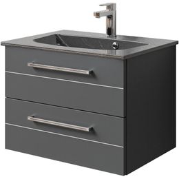 Waschtisch &raquo;Serie 6025 Mineralmarmor-Waschtisch mit Unterschrank, 67 cm breit&laquo; 2 Stk. tlg. Waschplatz mit 2 Schubladen, h&auml;ngend, verschiedene 
