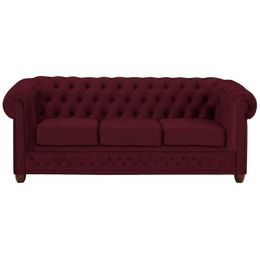 Home Affaire Chesterfield-Sofa &raquo;New Castle&laquo; mit hochwertiger Knopfheftung in Chesterfield-Design, B/T/H: 203/86/72 rot