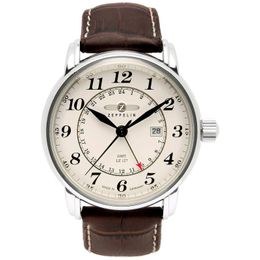 Zeppelin Herren Zeppelin Quarzuhr &raquo;LZ 127 Graf GMT&laquo; Armbanduhr, Herrenuhr, Datum, GMT, Made in Germany braun