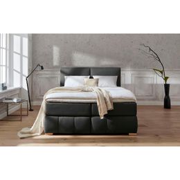 Home Affaire Boxspringbett &raquo;Wehma&laquo; inkl. Topper in 3 verschiedenen Matratzen, auch in Samtstoff grau Struktur fein (100% Polyester)