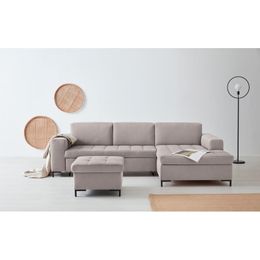 OTTO products Ecksofa &raquo;Grazzo, zeitlos & elegant, moderne Sitzheftung, Breite 266cm, L-Form&laquo; hochwertige Stoffe aus recyceltem Material, Steppung im 