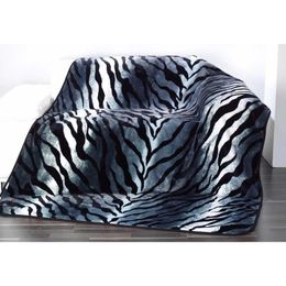 G&ouml;zze Wohndecke &raquo;Sibirischer Schneetiger&laquo; Animalprint, Kuscheldecke silber Kunstfaser B/L: 150cm x 200cm