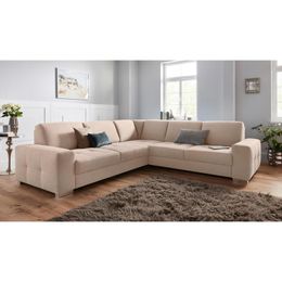 Sit & More sit&more Ecksofa &raquo;Santorini L-Form&laquo; mit Federkern und Sitztiefenverstellung, wahlweise mit Bettfunktion beige Struktur (100% Polyester);Struktur fein 