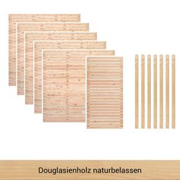 Bm Massivholz Zaun &raquo;Kurt Set 5.1&laquo; 5 Elemente 180 x 180cm, 1 Element 90x180cm, 7 Pfosten, L&auml;nge 190cm beige Holzwerkstoff