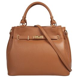 Samantha Look Damen Henkeltasche echt Leder, Made in Italy, ger&auml;umige Henkeltasche mit Smartphonefach braun