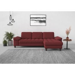 Sit & More sit&more Ecksofa &raquo;Westham L-Form&laquo; Recamiere, mit oder ohne Bettfunktion, Bettkasten, F&uuml;&szlig;e wengefarben rot 100% Polyester