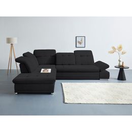 COTTA Ecksofa &raquo;Holiday L-Form mit Sitztiefen-, Armteil- und Kopfteilverstellung&laquo; wahlweise mit Bettfunktion & Bettkasten schwarz 100% Polyester