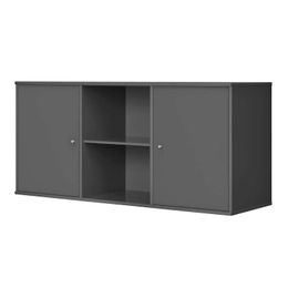 &raquo;Mistral, Hochwertig Schrank, h&auml;ngend/stehend montierbar&laquo; mit zwei T&uuml;ren, B: 133 cm, anpassungsbar Designm&ouml;bel grau Massivholz, Spanplatte