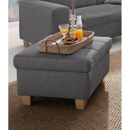 Home Affaire Hocker &raquo;Corby&laquo; grau Struktur fein (100% Polyester);Chenille (100% Polyester);NaturLEDER (echtes Rindsleder) auf Sitzfl&auml;che, Kunstleder im