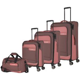 Travelite Herren Travelite &raquo;VIIA S/M/L und Reisetasche&laquo; Kofferset Reisegep&auml;ck mit erweiterbarem Volumen und TSA Schloss rosa