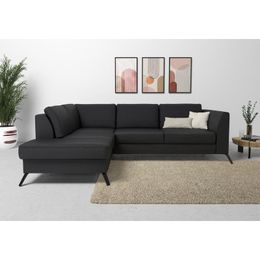 Sit & More sit&more Ecksofa &raquo;Olsen L-Form&laquo; inklusive Sitztiefenverstellung, wahlweise mit Bettfunktion, 15cm hoch schwarz 98% Polyester 2%Polyamid