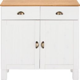 Home Affaire Unterschrank &raquo;Oslo&laquo; 85 cm breit, 38 cm tief, als Sideboard nutzbar, 2 T&uuml;ren, 2 Schubladen gelb Massivholz