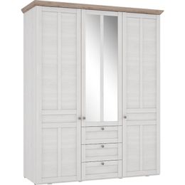 FORTE Kleiderschrank &raquo;Iloppa, Schlafzimmerschrank im Landhausstil&laquo; Ma&szlig;e: B/H/T ca. 155x192,6x57,3 cm, Schrank mit Spiegel braun FSC -zertifizierter 