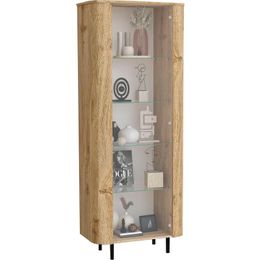 Home Affaire Vitrine &raquo;Murano, Standvitrine H 200 cm, B 80 cm, 1 T&uuml;r, Vitrinenschrank&laquo; Formgebogenes MDF, Stirnseiten mit Rundung, Metallf&uuml;&szlig;e, stilvoll