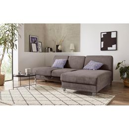Sit & More sit&more Ecksofa &raquo;Clio L-Form&laquo; wahlweise mit Bettfunktion oder Vorziehsitz und Bettkasten, Federkern grau