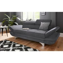 COTTA 2-Sitzer &raquo;Enterprise&laquo; Big-Sofa, mit Armteilverstellung & Kopfteilverstellung grau Struktur (100% Polyester );Chenille (90% Polyester; 10% 
