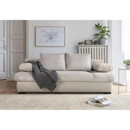 Collection AB Schlafsofa &raquo;Chicago, B: 200 cm, Liegefl. 146x200 cm&laquo; mit Bettfunktion, Bettkasten & 2 Armlehnenkissen, Federkern beige 100%Polyester