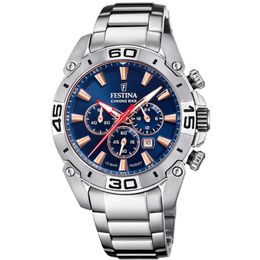 Festina Herren Chronograph &raquo;Chrono Bike 2021&laquo; Armbanduhr, Quarzuhr, Herrenuhr, Stoppfunktion, Edelstahlarmband silber