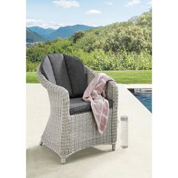 Destiny Gartensessel &raquo;MALAGA&laquo; Set, 2 Stk. tlg. Aluminium, Polyrattan, inkl. Auflagen wei&szlig; Obermaterial: 100% Polyester. Miedereinsatz: 50% Polyester, 50% 