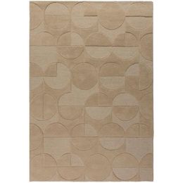 FLAIR RUGS Wollteppich &raquo;Gigi&laquo; 8 mm H&ouml;he aus 100% Wolle, geometrisches Design, fu&szlig;bodenheizungsgeeignet beige Wolle