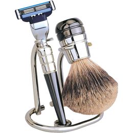 ERBE&reg; Erbe Herren ERBE Rasierset Dachshaar, Chrom/Titan, Gillette Mach3-Klinge silber