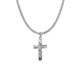 Kuzzoi Herren Kette mit Anh&auml;nger &raquo;Herren Zopfkette Kreuz Geh&auml;mmert 925 Silber&laquo; silber