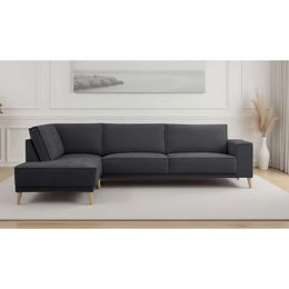 OTTO home Ecksofa &raquo;Oland Skandi, weicher Chenille-Stoff&laquo; L-Form, 289 cm, Wellenunterfederung, Skandi-Design, Massivholzf&uuml;&szlig;e 100% Polyester