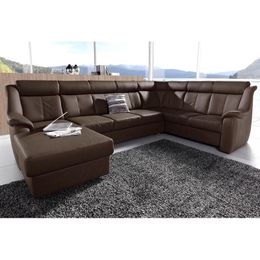 Sit & More sit&more Wohnlandschaft &raquo;Basel U-Form&laquo; wahlweise mit Relaxfunktion braun Luxus-Microfaser Altara Nubuck (100% Polyester);Kunstleder SOFTLUX ;