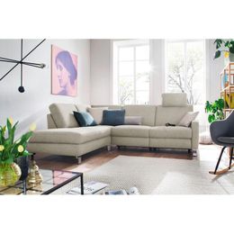 3C Candy Ecksofa &raquo;Mainau modern und elegant, mit gutem Sitzkomfort, L-Form&laquo; wahlweise mit elektrischer Relaxfunktion, Federkern grau Struktur ( 100% 