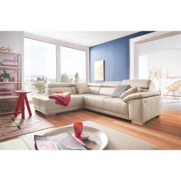 3C Candy Ecksofa &raquo;Menorca modern und bequem, OTTOs Choice, L-Form&laquo; Kopfteilverstellung, wahlweise elektronischer Sitzvorzug, in Dickleder beige 