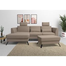 Sit & More sit&more Ecksofa &raquo;Olsen L-Form&laquo; inklusive Sitztiefenverstellung, wahlweise mit Bettfunktion, 15cm hoch grau 98% Polyester 2%Polyamid