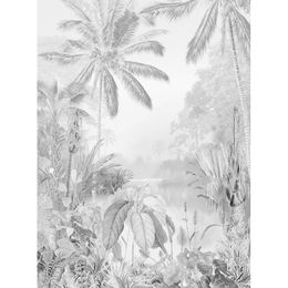 Komar Vliestapete &raquo;Digitaldruck Vlies - Lac Tropical Black & White - Gr&ouml;&szlig;e 200 x 270 cm&laquo; bedruckt glatt Wohnzimmer, Schlafzimmer schwarz Vlies