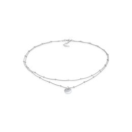 Elli Damen Collier &raquo;Choker Layer Pl&auml;ttchen Kugelkette 925 Silber&laquo; silber