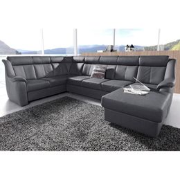 Sit & More sit&more Wohnlandschaft &raquo;Basel U-Form&laquo; wahlweise mit Relaxfunktion grau Luxus-Microfaser Altara Nubuck (100% Polyester);Kunstleder SOFTLUX ;NaturLEDER