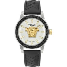 Versace Herren &raquo;MEDUSA DECO GENT&laquo; Armbanduhr, Herrenuhr, Swiss Made, Saphirglas, Lederarmband, analog schwarz