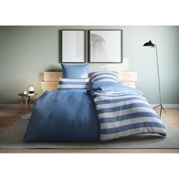 OTTO home Wendebettw&auml;sche &raquo;Big Stripe&laquo; 2 Stk. 100% GOTS Baumwolle, ab Gr&ouml;&szlig;e 135x200 cm blau Renforc&eacute; (Bio-Baumwolle), Obermaterial: 100% Baumwolle
