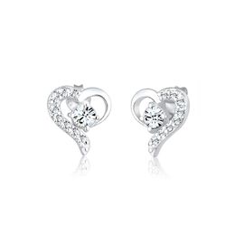 Elli Damen Paar Ohrstecker &raquo;Herz Liebe mit Kristallen von Swarovski 925 Sterling Silber&laquo; silber