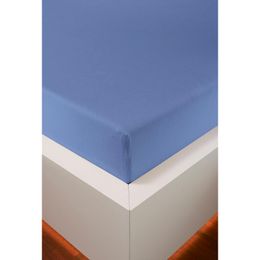 bellana &raquo;Melone Topper in Gr. 90x200, 140x200 oder 180x200 cm&laquo; Baumwolle, f&uuml;r Matratzen bis 10 cm H&ouml;he, Spannbetttuch blau Mako-Jersey, Obermaterial: 