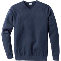 bonprix Herren bonprix Strickpullover &raquo;Feinstrickpullover in Regular Fit&laquo; aus Feinstrickmaterial, mit V-Ausschnitt, Regular Fit blau 64 (3XL)