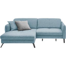 set one by Musterring Ecksofa &raquo;SO 4400 V&laquo; wahlweise mit motorischer Bettfunktion & Kopfverstellung, Fu&szlig; schwarz blau 100% Polyester