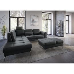 Sit & More sit&more Ecksofa &raquo;Bendigo L-Form&laquo; inklusive Sitztiefenverstellung, Bodenfreiheit 15 cm, in 2 Fu&szlig;farben schwarz