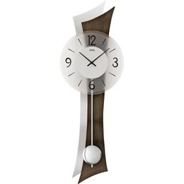 AMS AMS Pendelwanduhr &raquo;W7425/1&laquo; Quarzuhr, Holz-/Aluminiumgeh&auml;use,Esszimmer,Wohnzimmer,Made in Germany silber