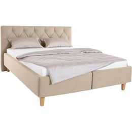 Home Affaire Polsterbett &raquo;Sunley 100&laquo; Kreuzsteppung, Kopfteilh&ouml;he 102 cm, ohne oder mit Matratze/Lattenrost beige Struktur (100% Polyester);