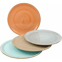 Creatable Pizzateller &raquo;Essteller VINTAGE NATURE&laquo; Teller Set f&uuml;r 4 Personen, Porzellan bunt Porzellan