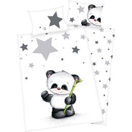 Baby Best Babybettw&auml;sche &raquo;Panda&laquo; mit niedlichem Motiv grau Renforc&eacute;, Obermaterial: 100% Baumwolle B/L: 100cm x 135cm, 1 Stk., 1 Stk., Renforc&eacute;, B/L: 60cm x 40cm