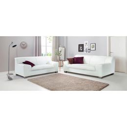 DOMO collection Polstergarnitur &raquo;Amando zeitlos und modern, komfortabel&laquo; Spar-Set, bestehend aus 2er- und 3er-Sofa wei&szlig; PRIMABELLE -Microfaser aus 100