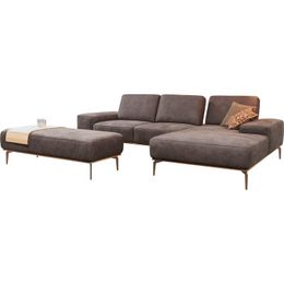 W.Schillig Ecksofa &raquo;run, Designsofa mit tollem Sitzkomfort, L-Form&laquo; mit Holzsockel, F&uuml;&szlig;e in Bronze pulverbeschichtet, Breite 299 cm braun Longlife 