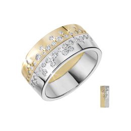 Firetti Damen Fingerring &raquo;Schmuck Geschenk Silber 925 Silberring Bicolor&laquo; Made in Germany - mit Zirkonia (synth.) gelb