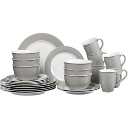 Ritzenhoff & Breker Kombiservice &raquo;Geschirr-Set, Service Doppio&laquo; in attraktiven Farbvarianten, 24 Teile, f&uuml;r 6 Personen grau Porzellan